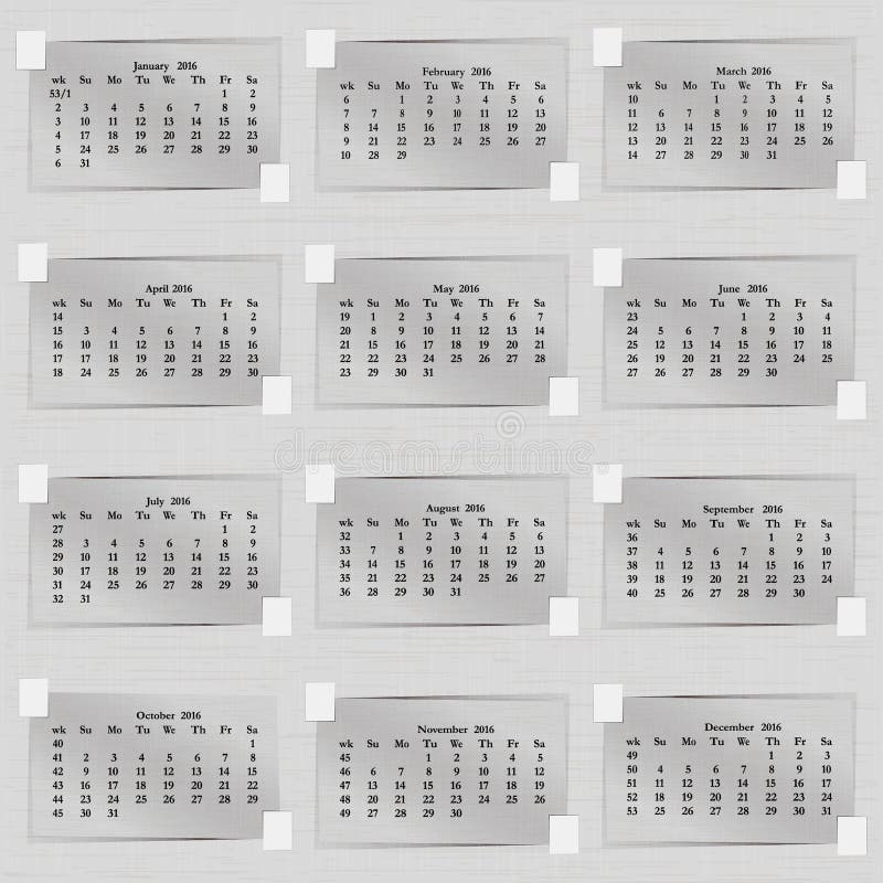 Kalender Av 2016 Ark Av Papper Vektor Illustrationer - Illustration av ...