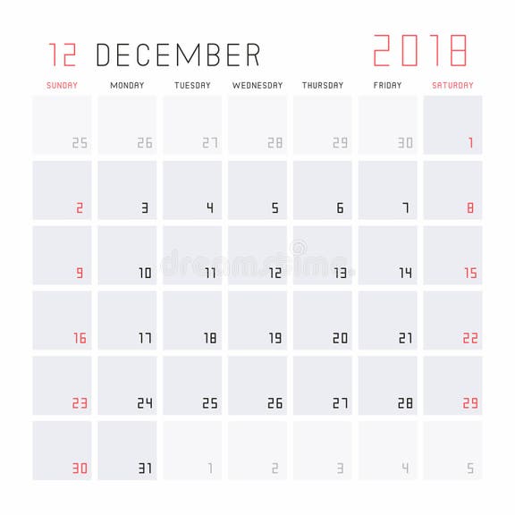 Kalender December 2018 vektor illustrationer. Illustration av ...