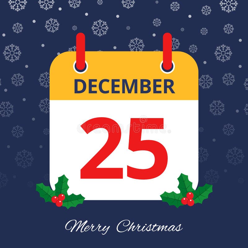 25. Dezember Kalenderseitenikone Frohe Weihnachten! Vektor Abbildung ...