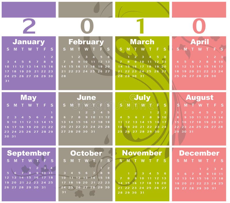 Kalender 2010 vektor abbildung. Illustration von jährlich - 10047603