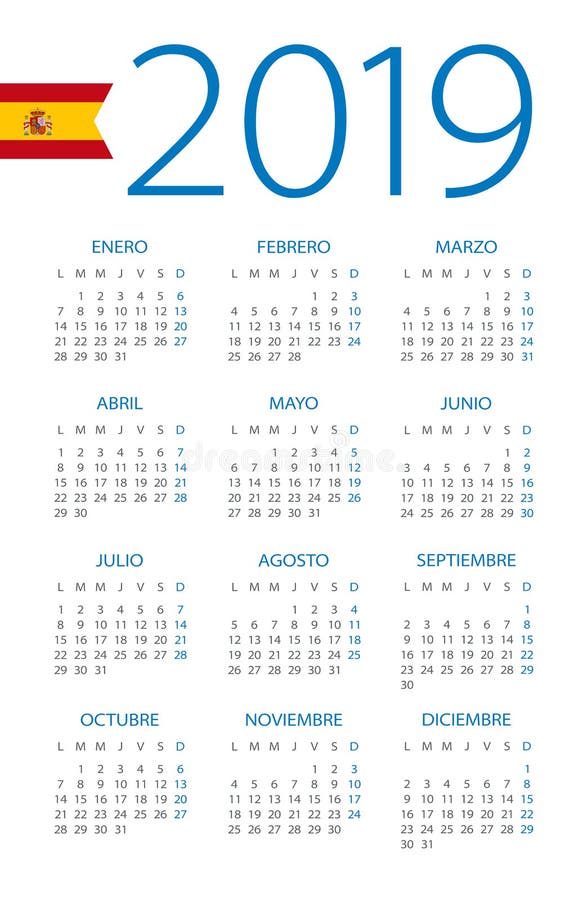Kalenderblad Januari 2019 - Vektorillustration Stock Illustrationer ...