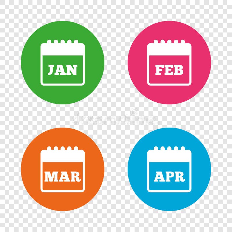 Kalender Januari, Februari, Mars Och April Vektor Illustrationer ...