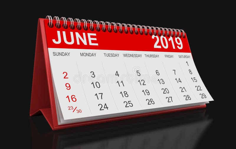 Kalender - Juni 2019 stock illustrationer. Illustration av utklipp ...