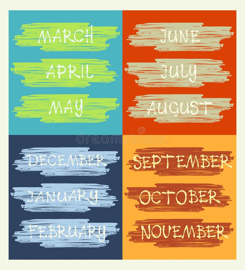Kalender, Monate Des Jahres, Handgeschriebener Text Stock Abbildung ...