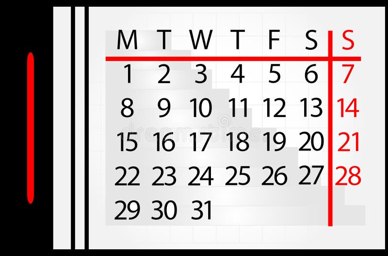 Kalender op maand vector illustratie. Illustration of ontwerper - 20275396