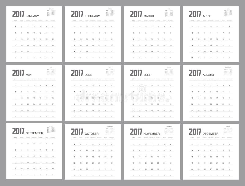 2017 Kalender-Planer-Design Stock Abbildung - Illustration von diagramm ...