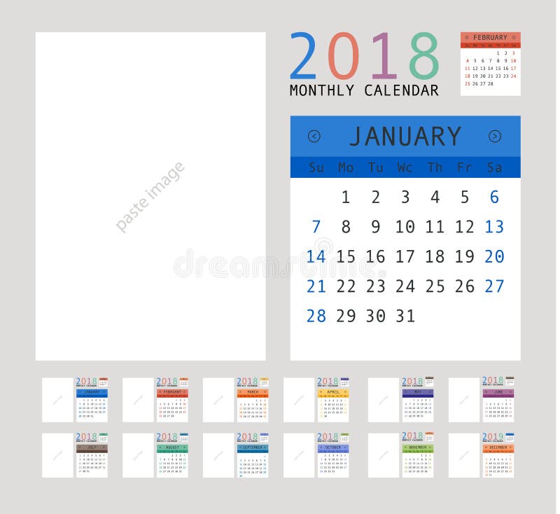 2018 Kalender-Planer-Design Stock Abbildung - Illustration von kalender ...