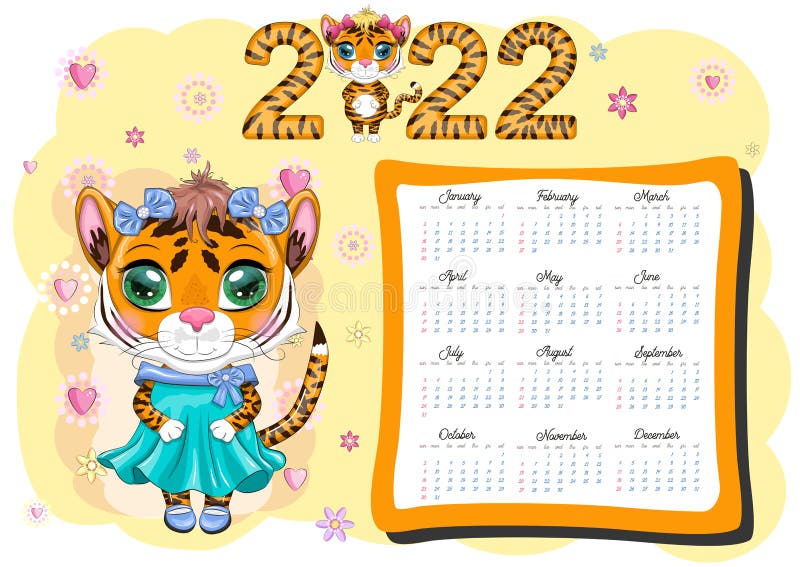Kalender 2022. Tijger Een Symbool Van De Tekenfilmtijger Van Het Nieuwe ... Kalender 2022. Tijger Een Symbool Van De Tekenfilmtijger Van Het Nieuwe ...