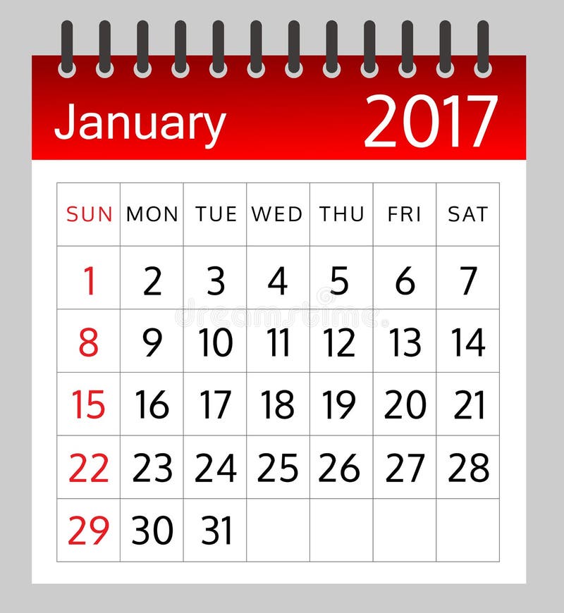 Kalender Van Januari 2017 - Illustratie - Vector Vector Illustratie ...