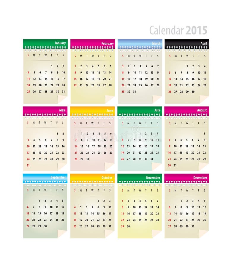 Kalender 2015 Jaar Met Roomijs Vector Illustratie - Illustration of ...
