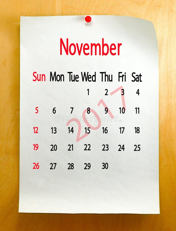 Kalender Voor Het Close-up Van November 2017 Stock Foto - Image of ...