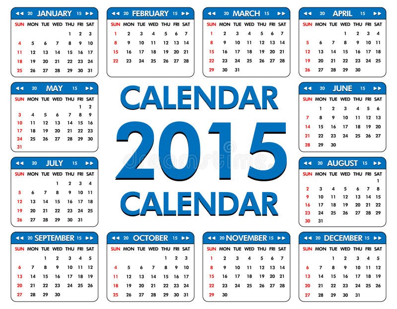 Kalender Voor Het Jaar Van 2015 Vector Illustratie - Illustration of ...