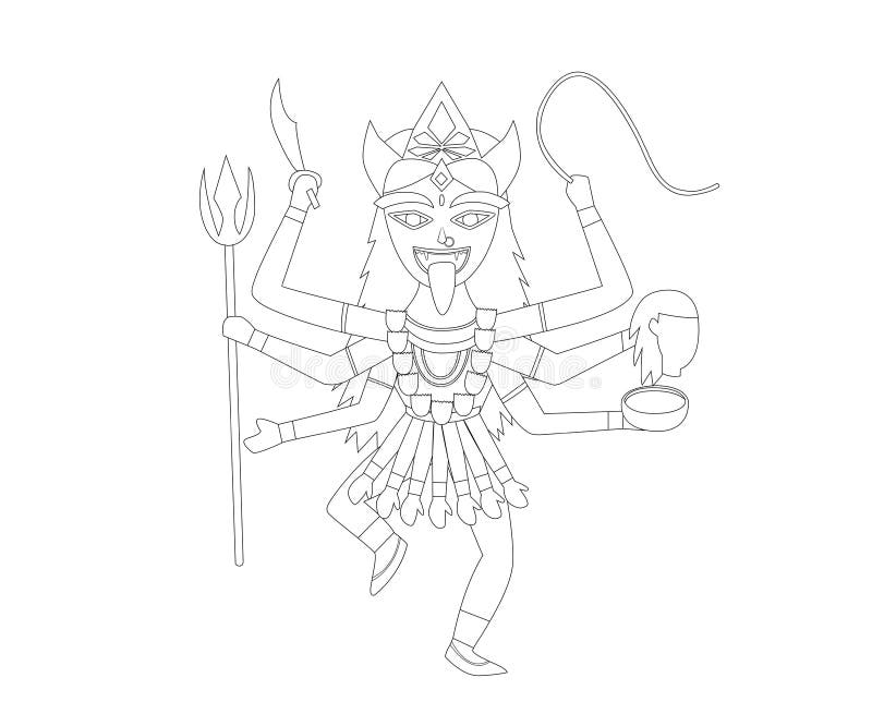 Kali in Outline Style for Coloring, Vector Stock Vector - Illustration ...