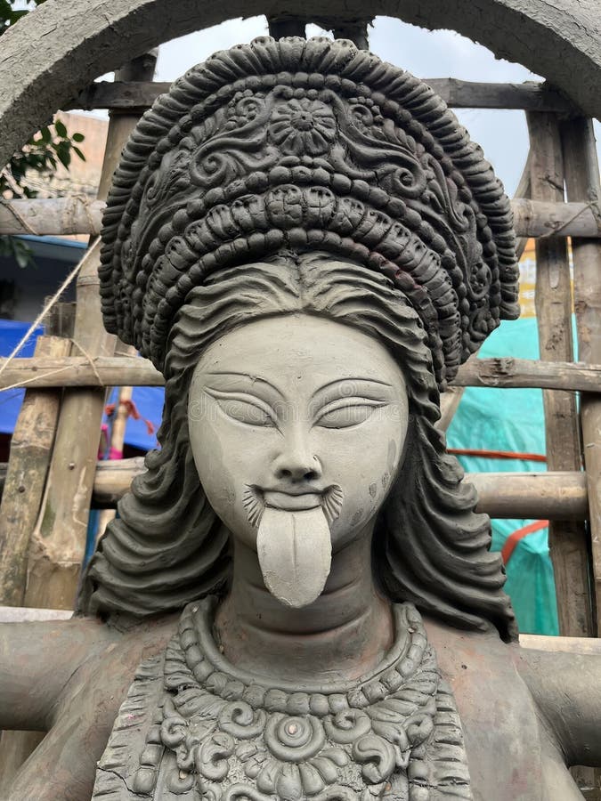 Kali Tagore Idol is Being Made Out of Clay in Kumor Para. Stock Photo ...