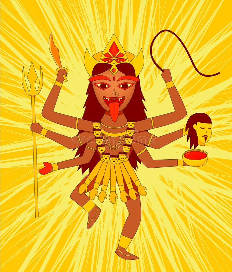 Kali, Hindu Goddess Isolated on White, Vector Stock Vector ...