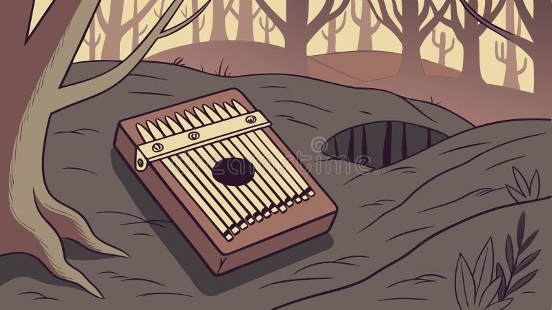 Kalimba in Dark Cave or Abyss Vector Mysterious Scene, Vector Design ...