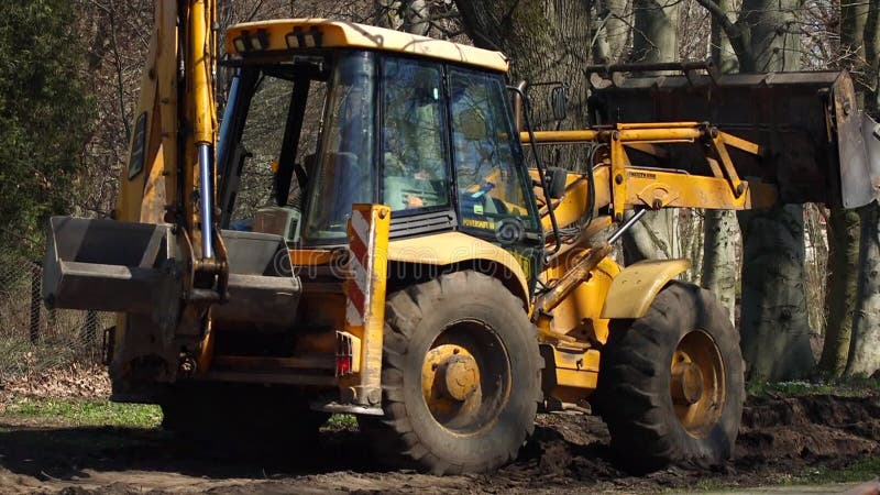 Kaliningrad Russia, April 2021 Yellow Excavator Working in the Parc ...