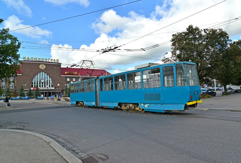 Kaliningrad. the Tram Approaches the Railway Southern Station Editorial ...