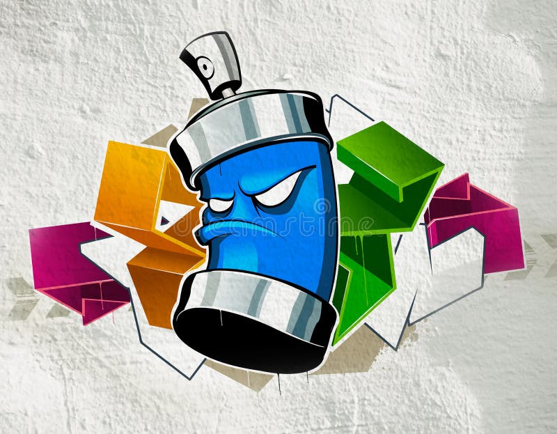 Den Coola Graffiti-teckentabellens Mascot-design Vektor Illustrationer ...