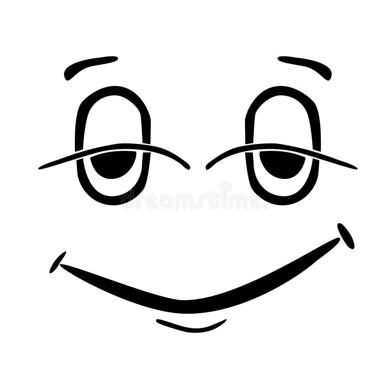 Kalm Slapy Relax Face Expression Simple Vector Sketch Illustration ...