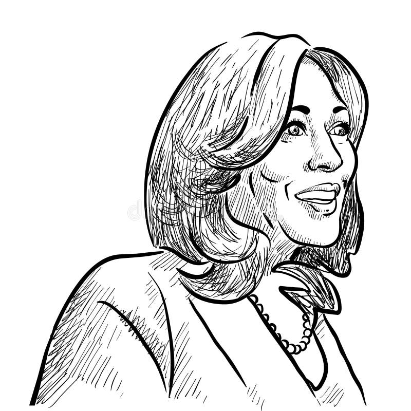 Kamala-harris-Drawing editorial stock image. Illustration of face ...