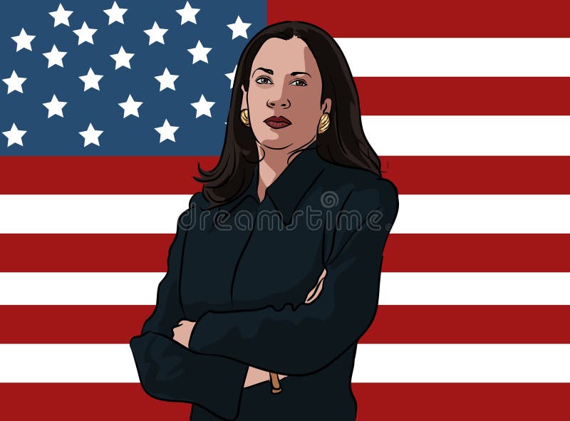 Kamala-Harris-Drawing-black-and-white-illustration Editorial Photo ...
