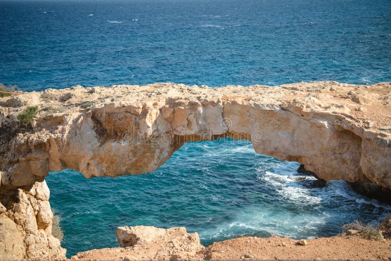 Kamara Tou Koraka Stone Arch Over the Water in Cyprus Stock Image ...
