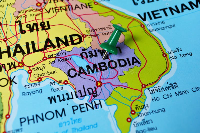 Kambodja in kaart stock afbeelding. Image of azië, toerist - 45714275