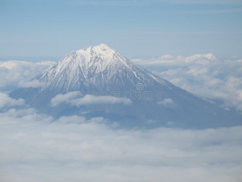 Kamchatka Volcano. View in Aircraft Window Stock Photo - Image of load ...