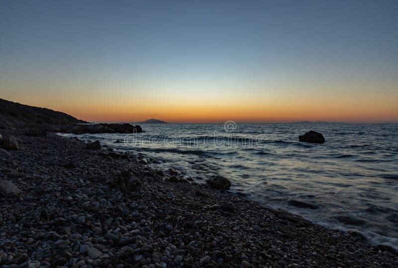 Kamiros Beach at Sunset stock photo. Image of sunset - 373194480