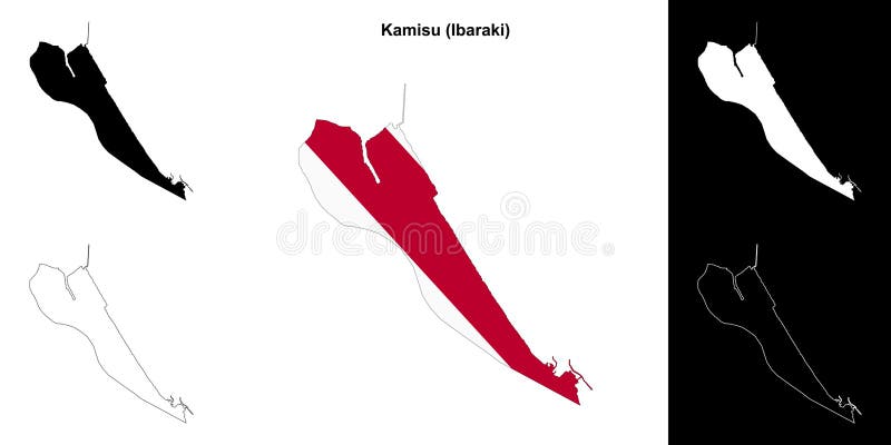 Kamisu outline map stock vector. Illustration of boundary - 379358375
