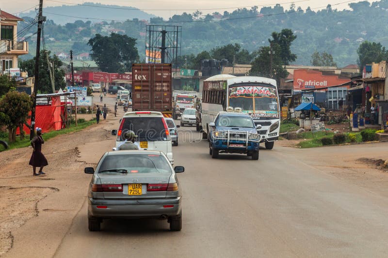 KAMPALA, UGANDA - MARCH 23, 2020: Main Road at the Outskirts of Kampala ...