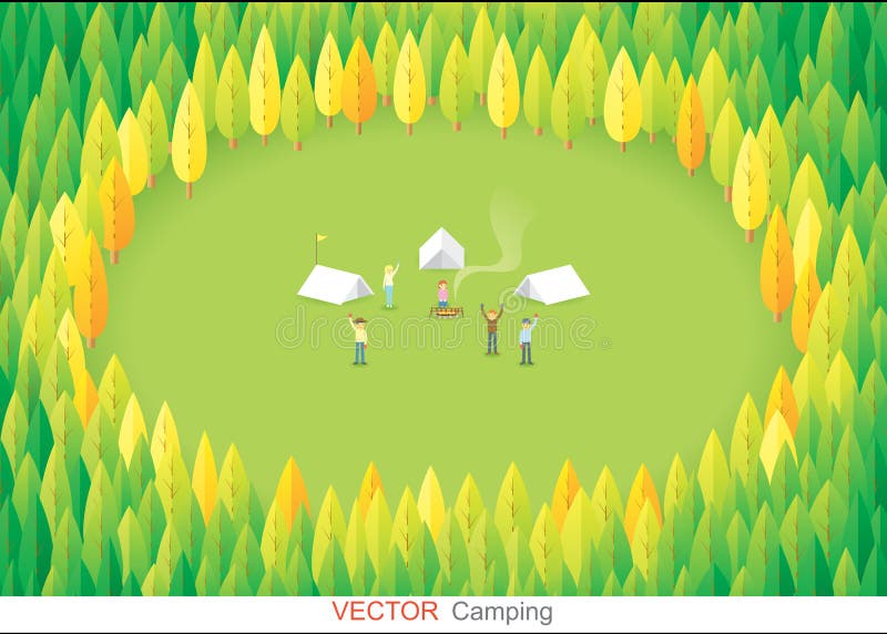 Kamperend in Het Bos, Vector Vector Illustratie - Illustration of ...