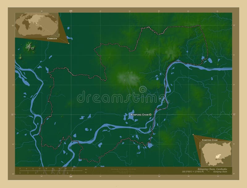 Kampong Cham, Cambodia. Physical. Labelled Points of Cities Stock ... Kampong Cham, Cambodia. Physical. Labelled Points of Cities Stock ...