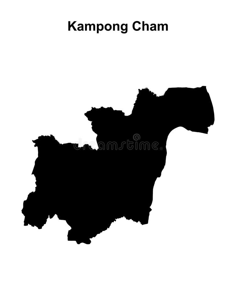 Kampong Cham outline map stock vector. Illustration of cartography ...