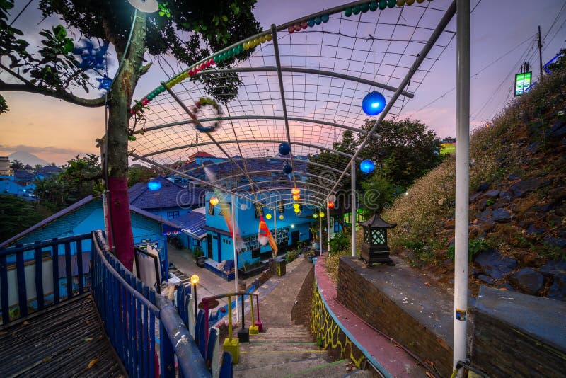 Kampung Biru Arema Blue Village Malang East Java Indonesia Foto ...