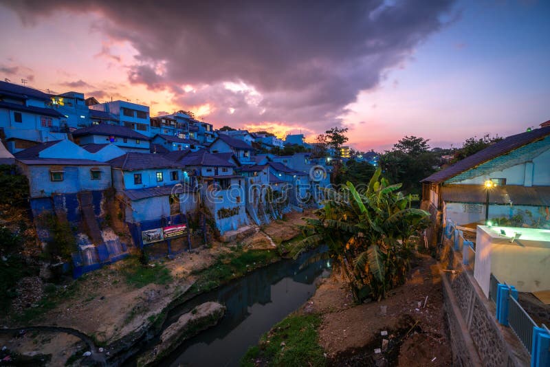 Kampung Biru Arema Blue Village Malang East Java Indonesia Foto ...