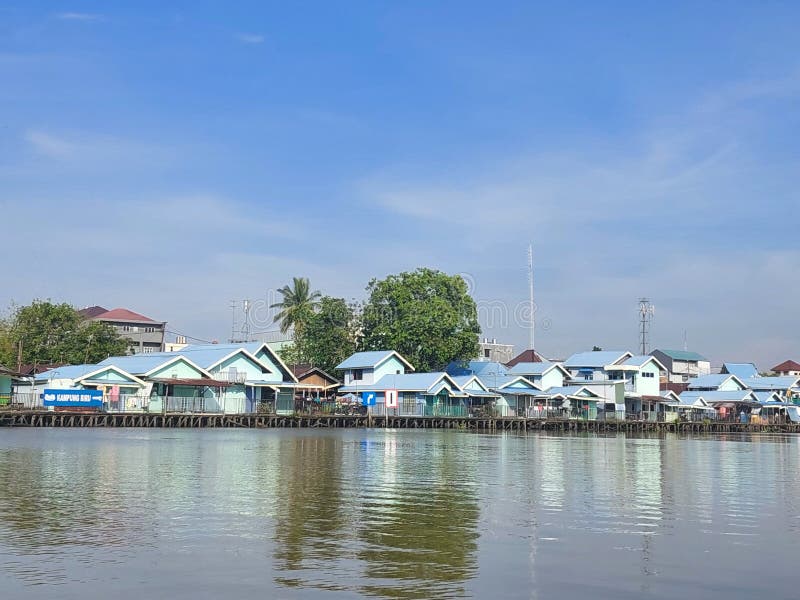 Kampung Biru, Village on the Water Editorial Stock Image - Image of ...