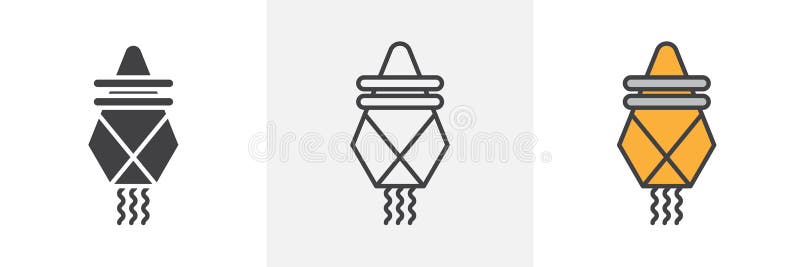 Kandeel Icon Set. Indian Kandil Vector Symbol Stock Vector ...