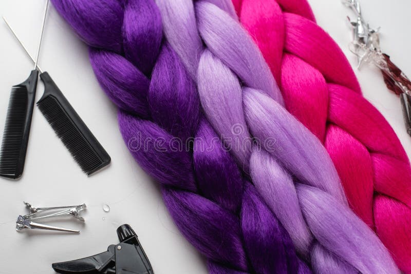 Kanekalon. Colored Artificial Strands of Hair. Material for Plaiting ...