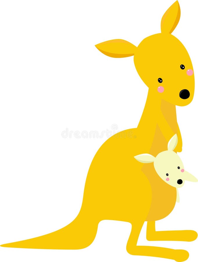 Wallaroo Encounter. Cartoon Animals Vector. Mother Kangaroo with Her ...
