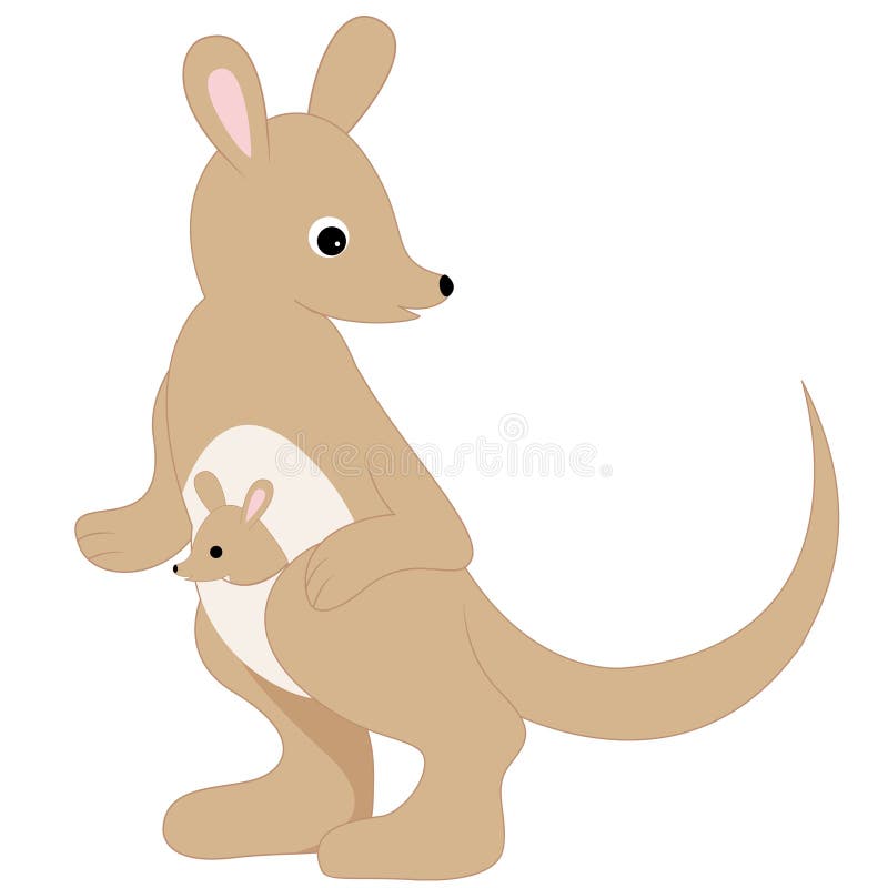 Mother and Baby Kangaroo Cartoon Stock Vector - Illustration of ...