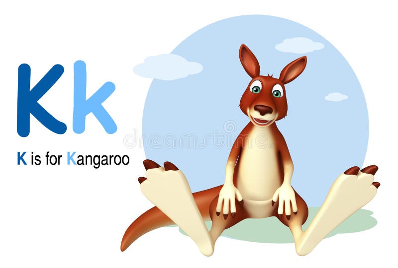 Kangaroo with alphabet stock illustration. Illustration of funny - 70057998