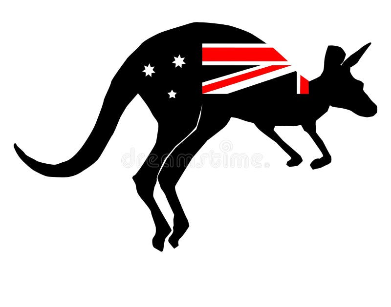 Kangaroo in the Australian Flag Stock Vector - Illustration of flag ...