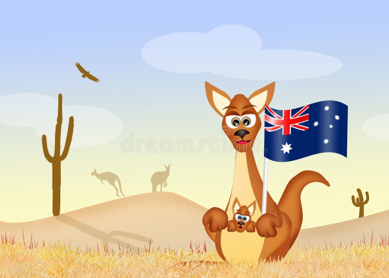 Kangaroo And Australian Flag Stock Vector - Illustration of australia ...