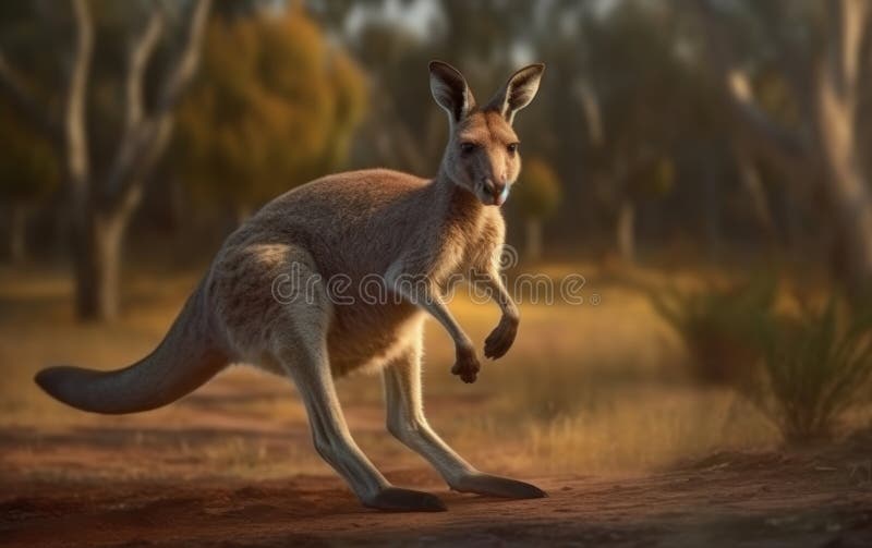 Kangaroo Golden Light Created Generative Artificial Intelligence Stock ...