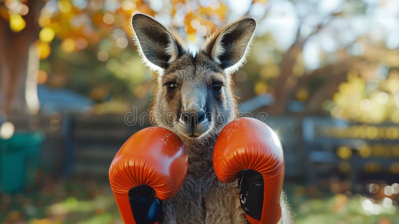 Kangaroo with Boxing Gloves. Stock Image - Image of active, athletic ...