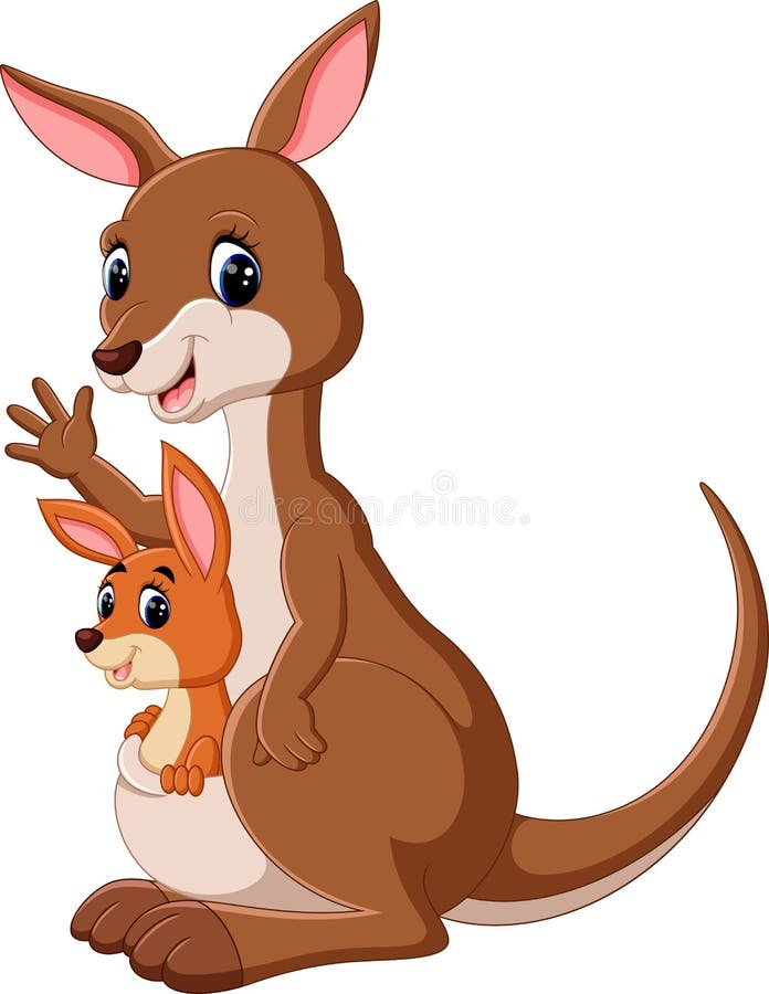 Wallaroo Encounter. Cartoon Animals Vector. Mother Kangaroo with Her ...