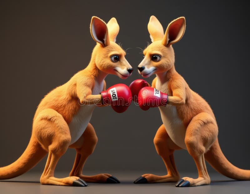 Kangaroo Boxing Match: a Hilarious Wildlife Scene Stock Illustration ...