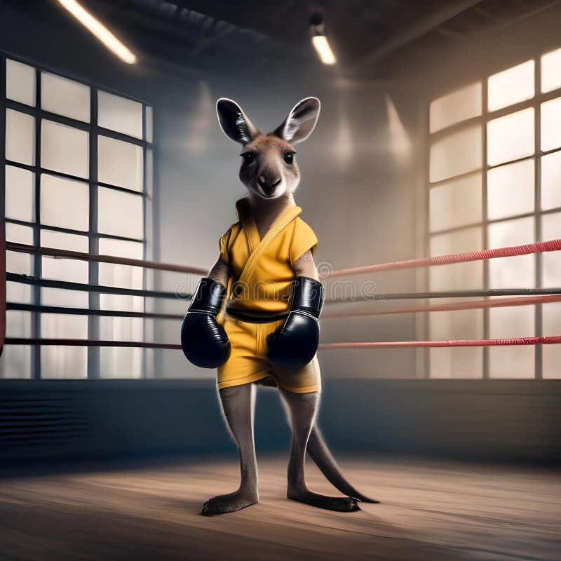 A Kangaroo in a Boxing Outfit, Training in a Boxing Ring5 Stock ...